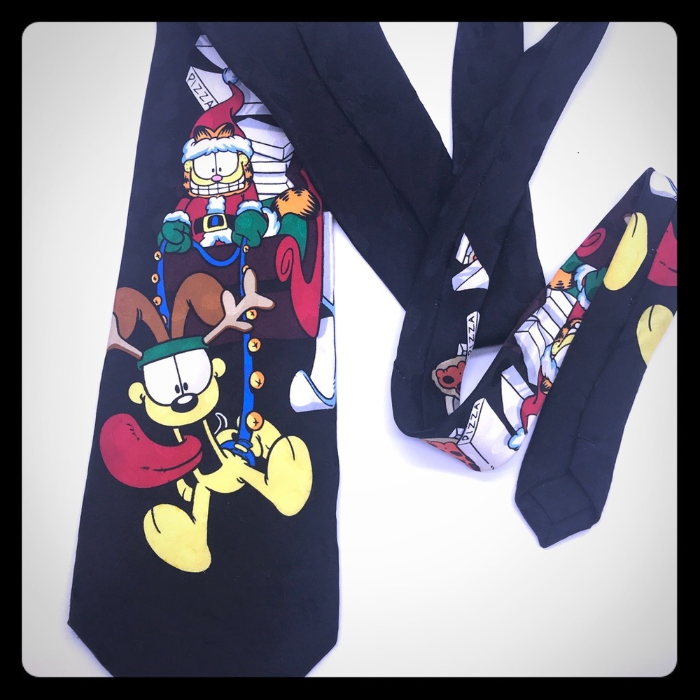 Garfield And His Pal Odie Black 100% Silk Tie - Gem